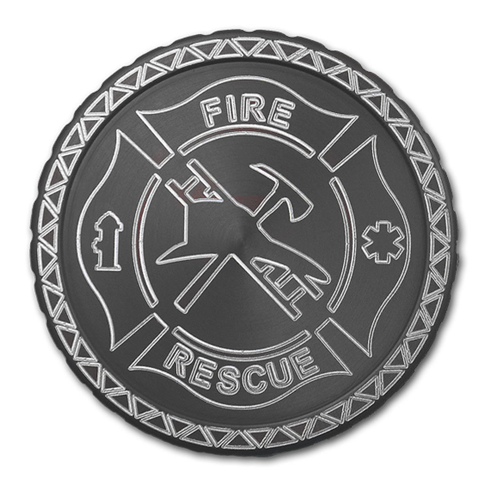 Snuff can lid engraved Fire Rescue Badge