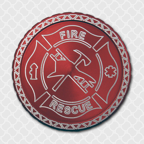 Snuff can lid engraved Fire Rescue Badge